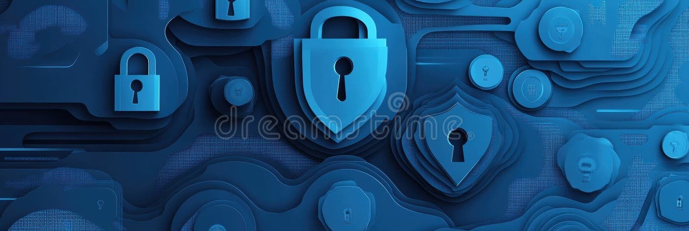 Cybersecurity Background Showcases Layered Locks Encrypted Codes ...