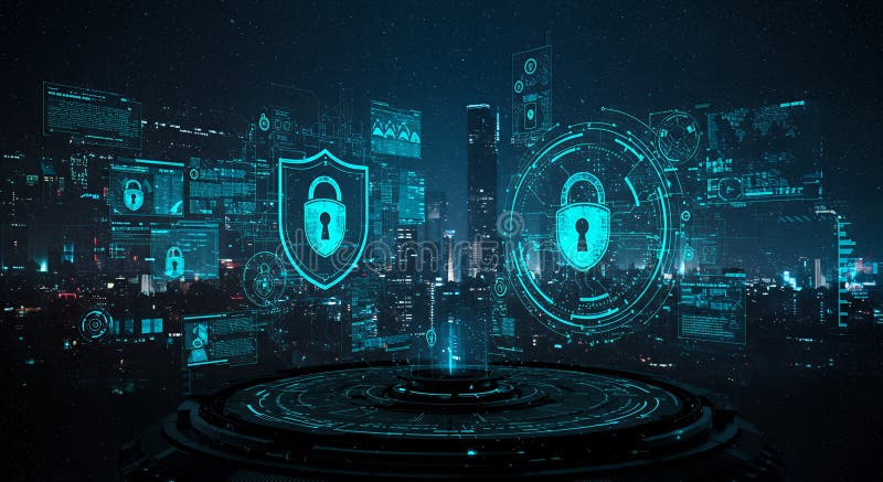 Cybersecurity Background Futuristic Digital Security Concept Stock ...