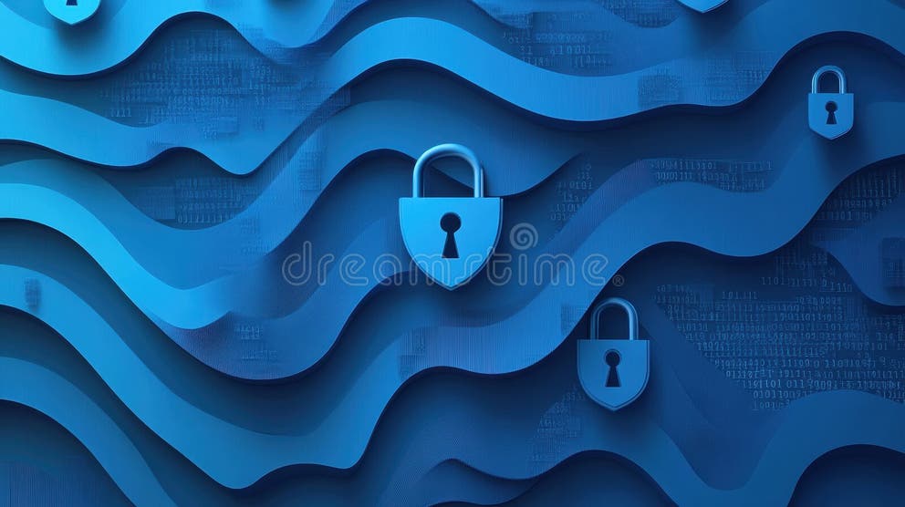Cybersecurity Background in Paper Art Style Featuring Layered Locks and ...