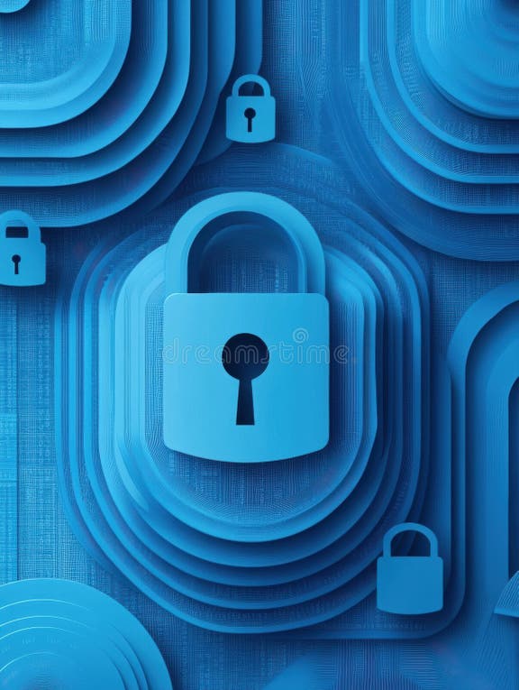 Cybersecurity Background Showcases Layered Locks and Encrypted Codes in ...