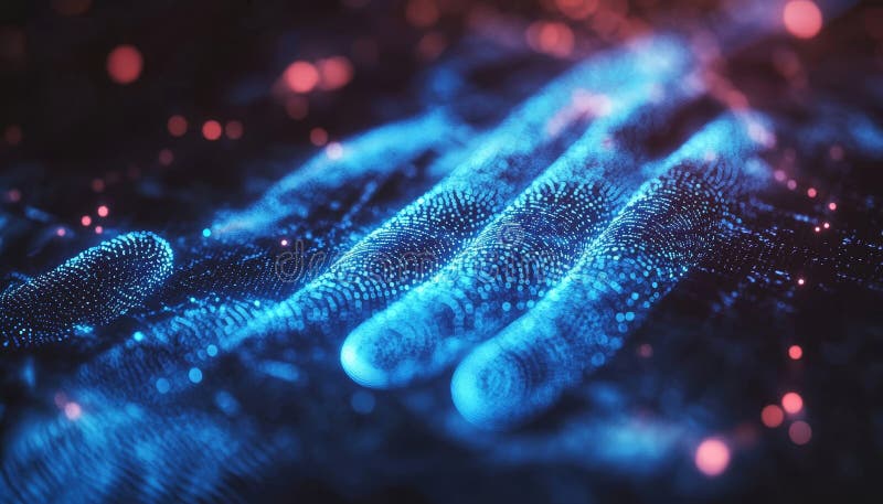 Cybersecurity Biometric Scan Abstract Blue Hand, Digital Security and ...