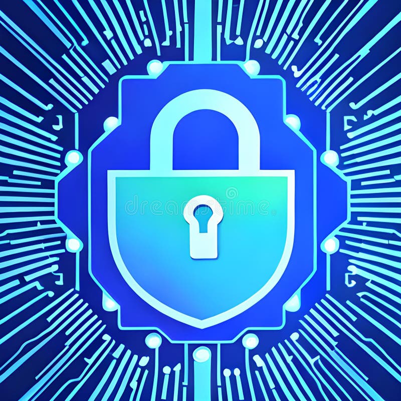Cybersecurity Blue Lock. Shaped As a Logo and Has a Blue Theme Stock ...