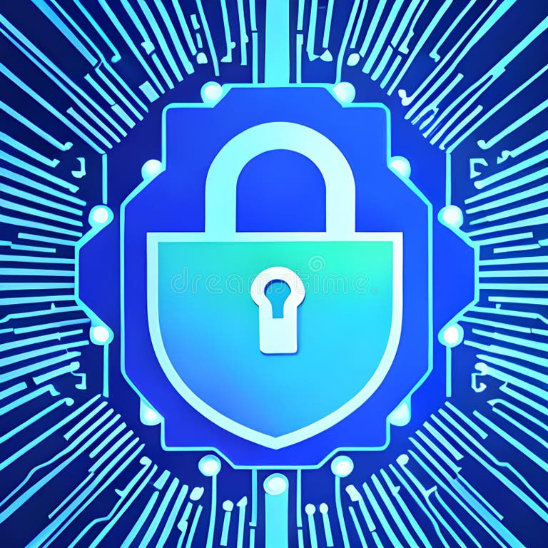 Cybersecurity Blue Lock. Shaped As a Logo and Has a Blue Theme Stock ...