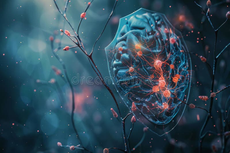 Cybersecurity Brain Protection Concept Stock Photo - Image of digital ...