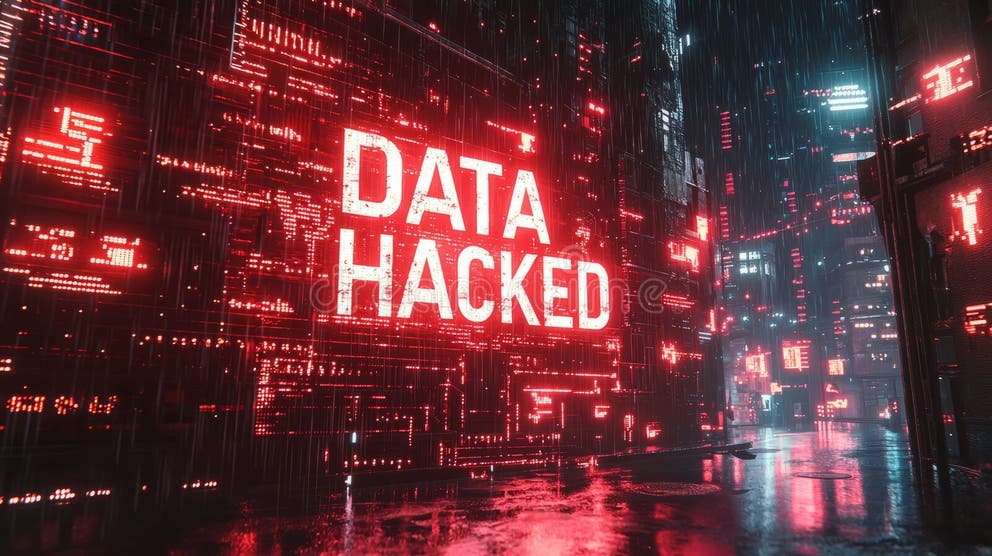 Cybersecurity Breach and Data Hacking Warning Stock Photo - Image of ...