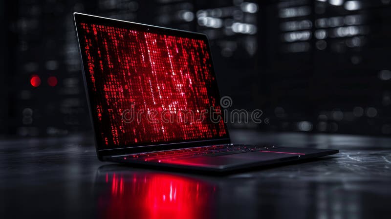 Cybersecurity Breach Detected with Red Alert on Laptop Showcasing ...