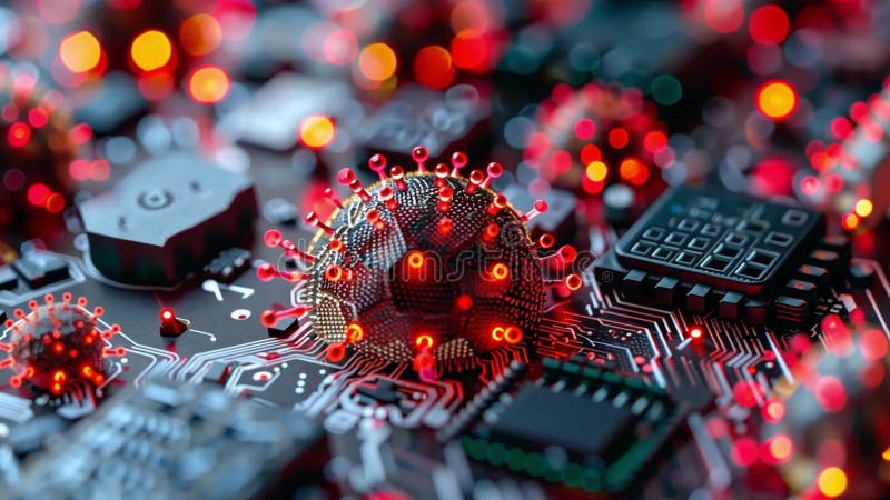 Cybersecurity Breach Illustrated with Malware Visualizing on Circuit ...