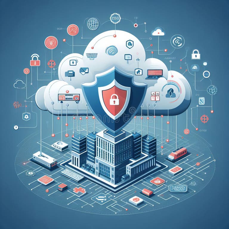 Cybersecurity Cloud Computing Concept Stock Illustration - Illustration ...