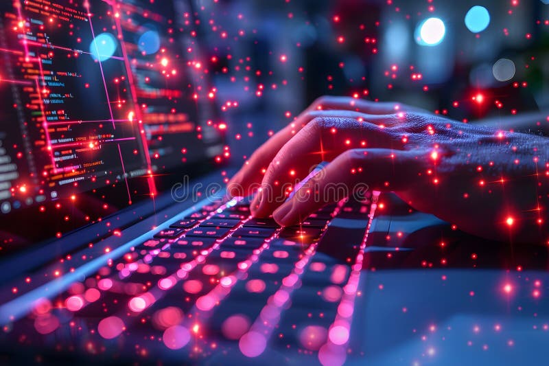 Cybersecurity Coding: Programmer S Hands Typing on a Laptop with ...