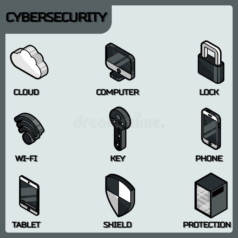 Cybersecurity Color Concept Isometric Icons Stock Vector - Illustration ...