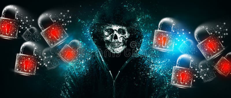 Cyber Security, Computer Hacker with Hoodie Stock Image - Image of ...