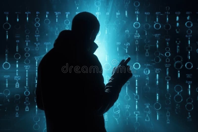 Cybersecurity Computer Hacker With Hoodie Vulnerability And Hackercodingmalware Concept On