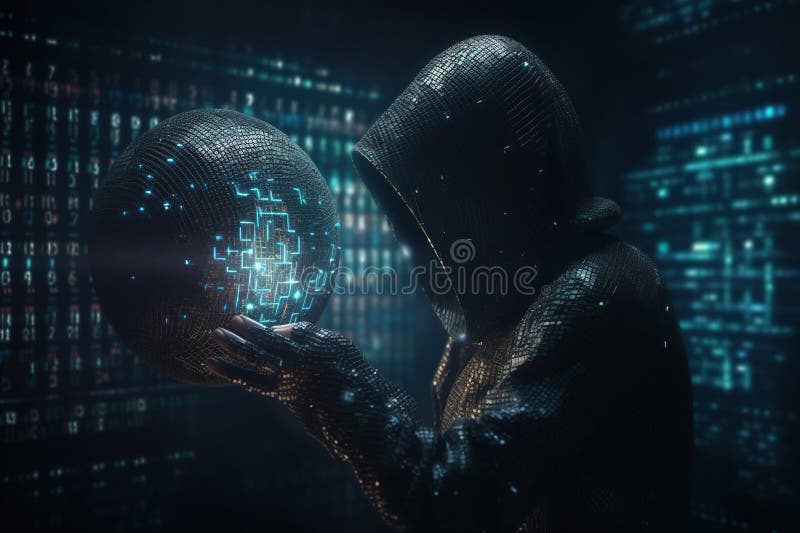 Cybersecurity Computer Hacker With Hoodie Vulnerability And Hackercodingmalware Concept On