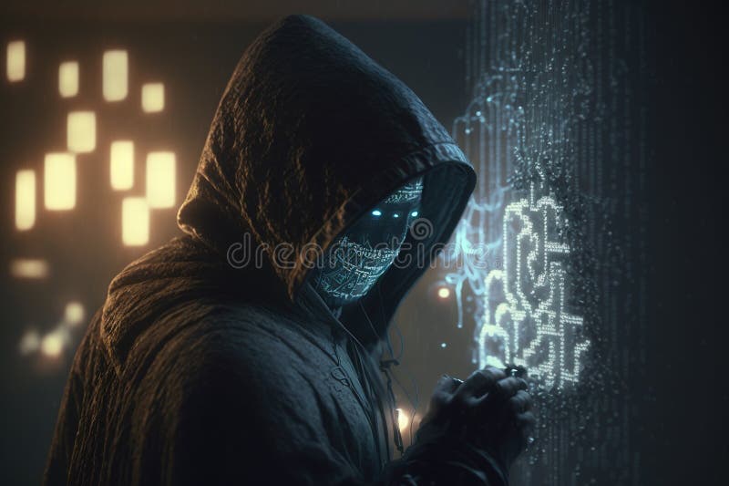 Cybersecurity Vulnerability and Hacker,coding,malware Concept. Hooded Computer Hacker in ...