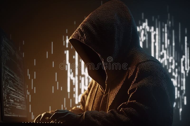 Cybersecurity Computer Hacker With Hoodie Vulnerability And Hackercodingmalware Concept On