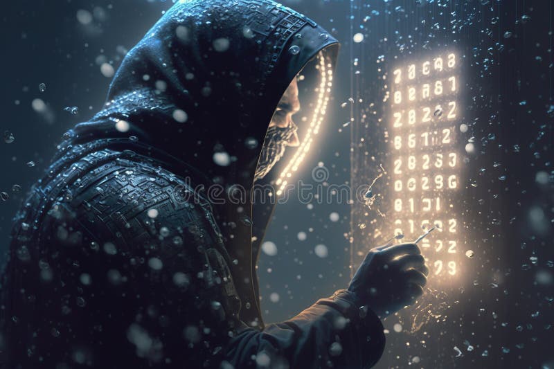 Cybersecurity Computer Hacker With Hoodie Vulnerability And Hackercodingmalware Concept On