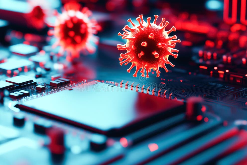 Cybersecurity Computer Virus Infection CPU Computer Cyber Defence Stock ...