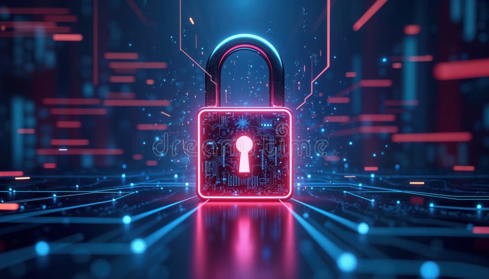 Cybersecurity Concept. Advanced Tech Lock Protects Confidential Data ...