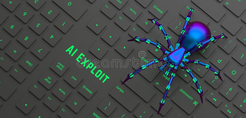 Cybersecurity Concept with AI Exploit Text and Futuristic Digital ...