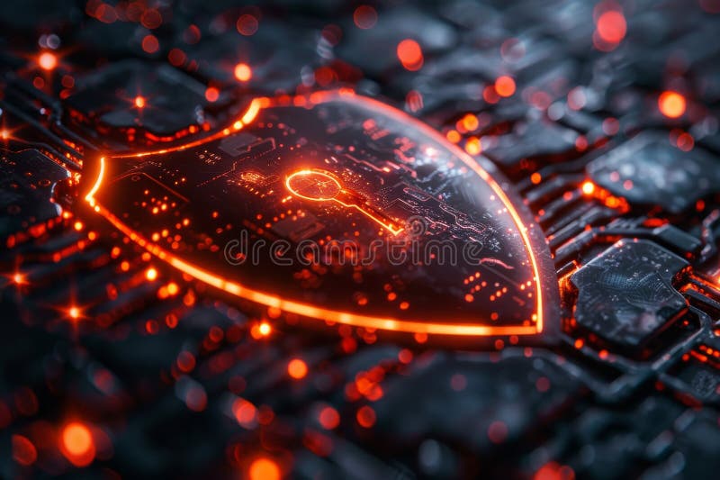 Cybersecurity Concept. a Computer Chip with a Red Lock on it Stock ...