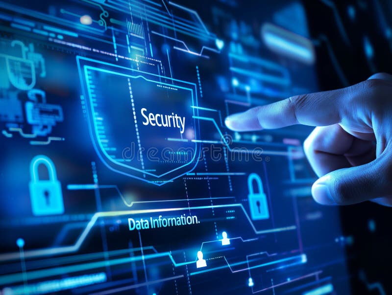 Cybersecurity Concept with Digital Interface Stock Illustration ...