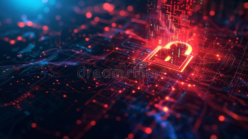 Cybersecurity Concept with Digital Lock on a Circuit Board Stock Photo - Image of computer ...