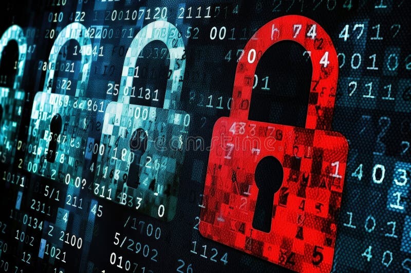 Cybersecurity Concept with a Digital Lock on a Data Stream. Ai ...