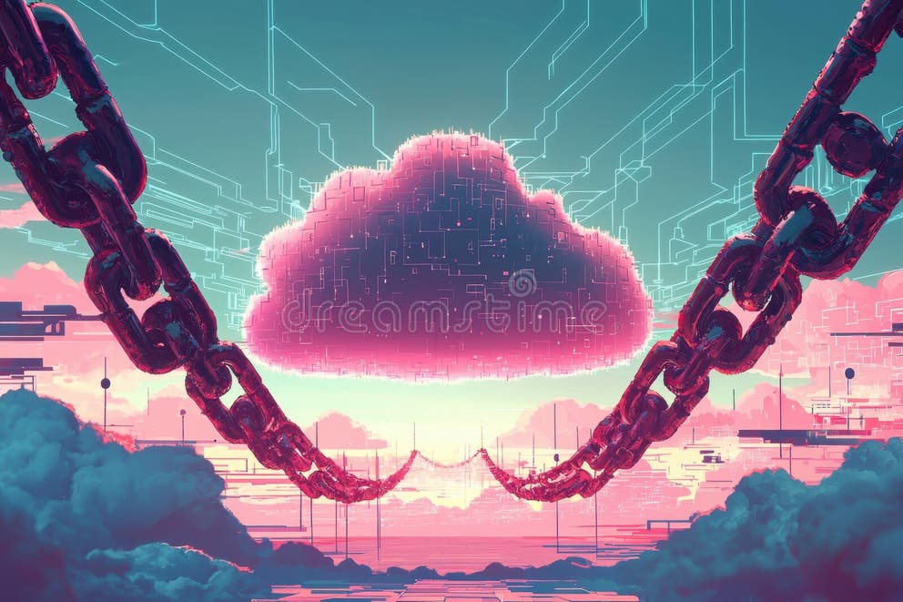 Cybersecurity Concept: Digital Locks and Chains Securing Cloud Storage ...