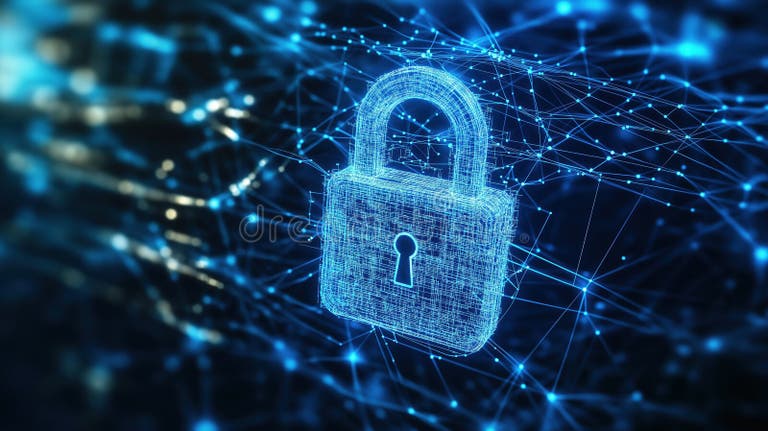 Cybersecurity Concept with Digital Network and Lock Illustration ...