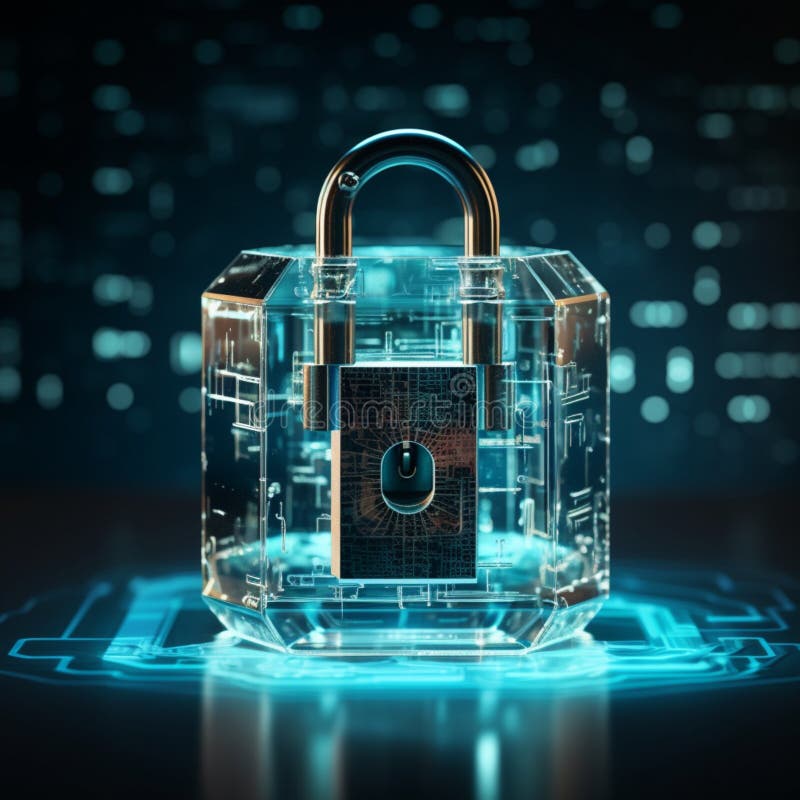 Cybersecurity Concept Digital Padlock Technology Stock Image - Image of ...