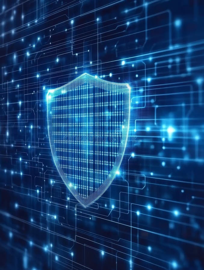 Cybersecurity Concept with Digital Shield and Matrix Code. Stock Illustration - Illustration of ...