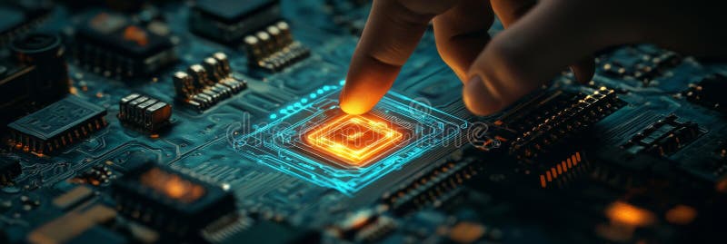 Cybersecurity Concept Finger Activating Digital Lock with Glowing Lines ...