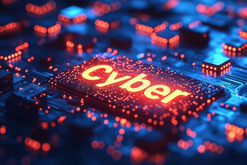 Cybersecurity Concept with Glowing Circuit Boards and Data Protection ...