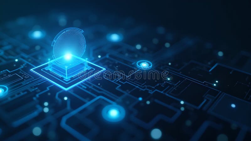 Cybersecurity Concept with Glowing CPU and Shield. Concept of Data ...