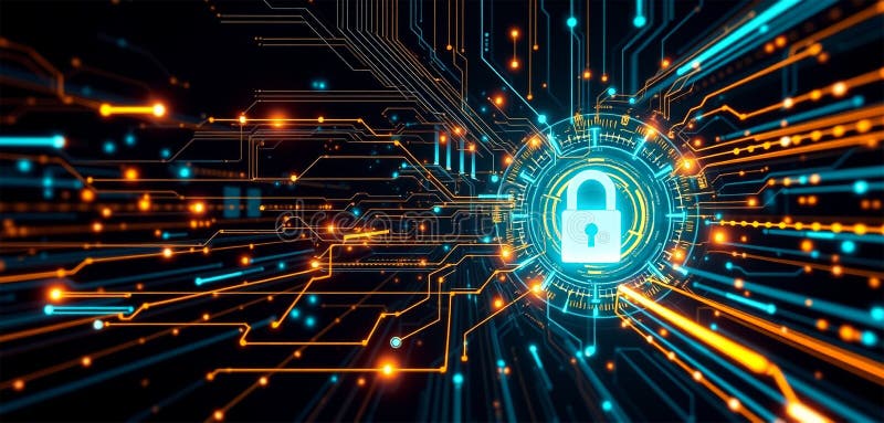 Cybersecurity Concept with Glowing Network Patterns. AI Generated Stock ...