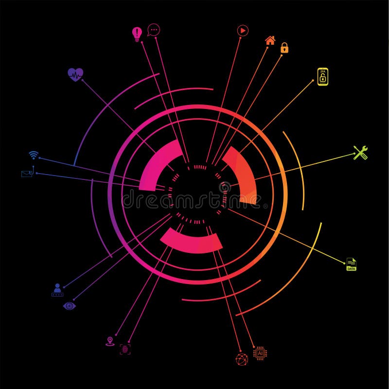 Cybersecurity Concept Graphic on Black Modern Background Stock Vector ...