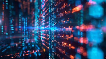 Cybersecurity Concept with Hacking, Data Flow, and Network Security in Realistic Digital ...