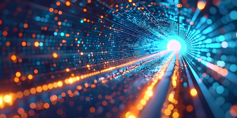 Cybersecurity Concept Holographic Art of a Secure Data Tunnel in a ...