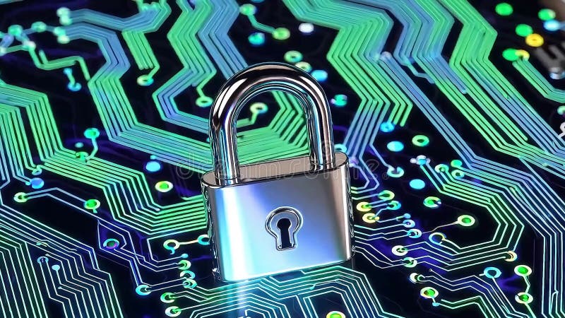 Cybersecurity Concept with Illuminated Padlock Highlighting Protection ...