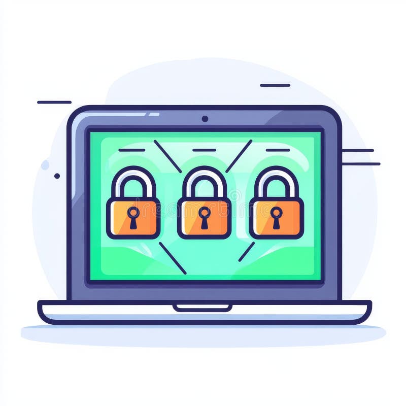 A Cybersecurity Concept is Illustrated by a Laptop Depicting Network ...