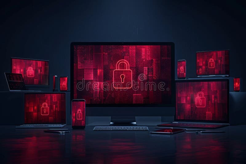 Cybersecurity Concept, Internet Security and Firewall on Screen Stock ...