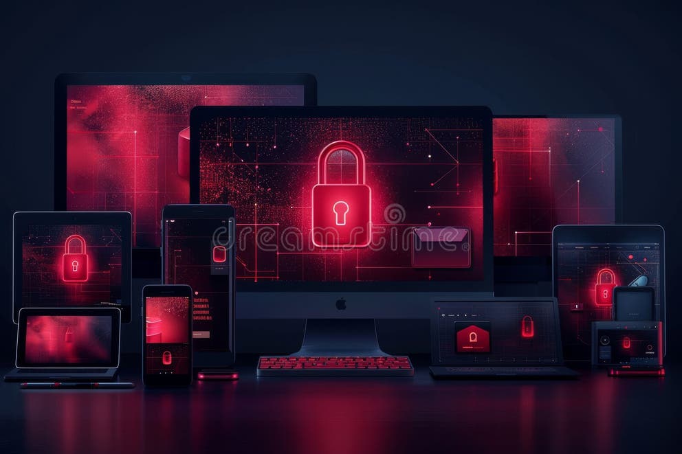 Cybersecurity Concept, Internet Security and Firewall on Screen Stock ...