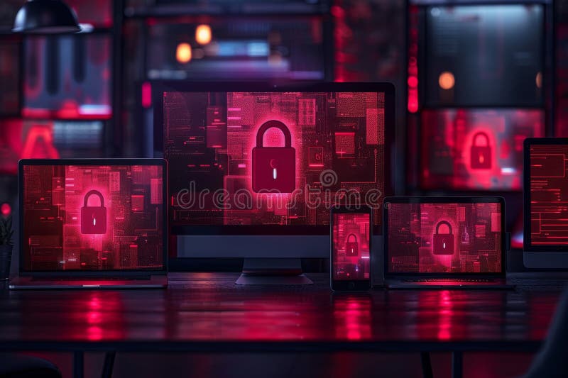 Cybersecurity Concept, Internet Security and Firewall on Screen Stock ...