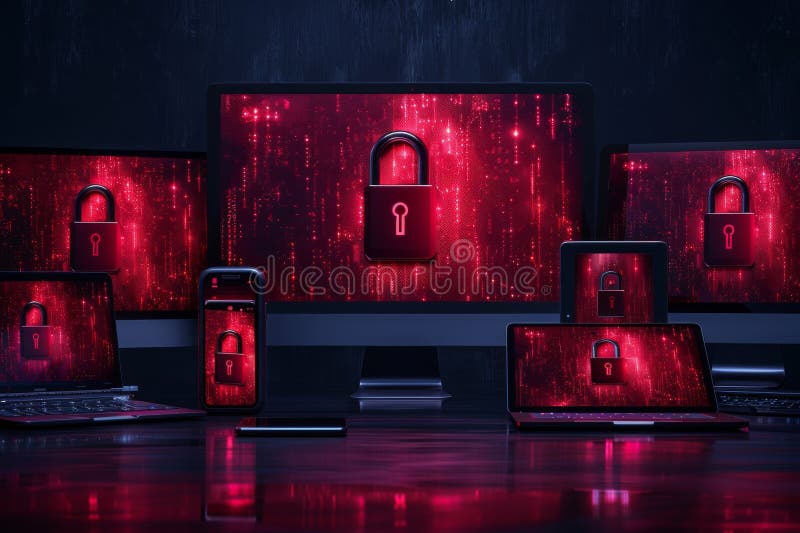 Cybersecurity Concept, Internet Security and Firewall on Screen Stock ...