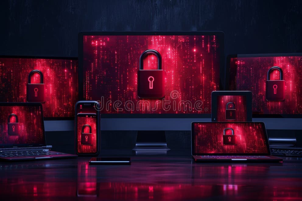 Cybersecurity Concept, Internet Security and Firewall on Screen Stock ...