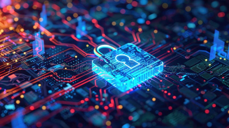 Cybersecurity Concept with a Key Symbol and Encrypted Digital ...