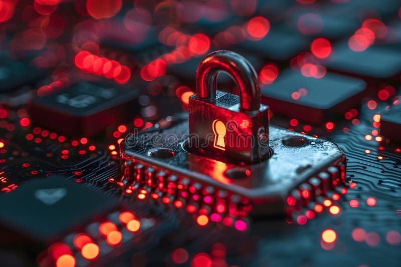 Cybersecurity Concept: Lock Symbol on Electronic Circuit Board for ... Cybersecurity Concept: Lock Symbol on Electronic Circuit Board for ...
