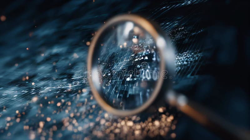 Cybersecurity Concept with Magnifying Glass Over Binary Code Stock ...