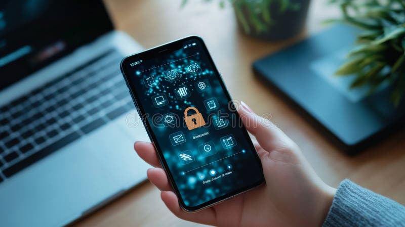 Cybersecurity Concept: Mobile Security App on Smartphone Screen in ...