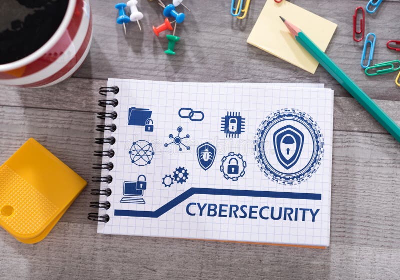 Cybersecurity Concept on a Notepad Stock Photo - Image of security ...